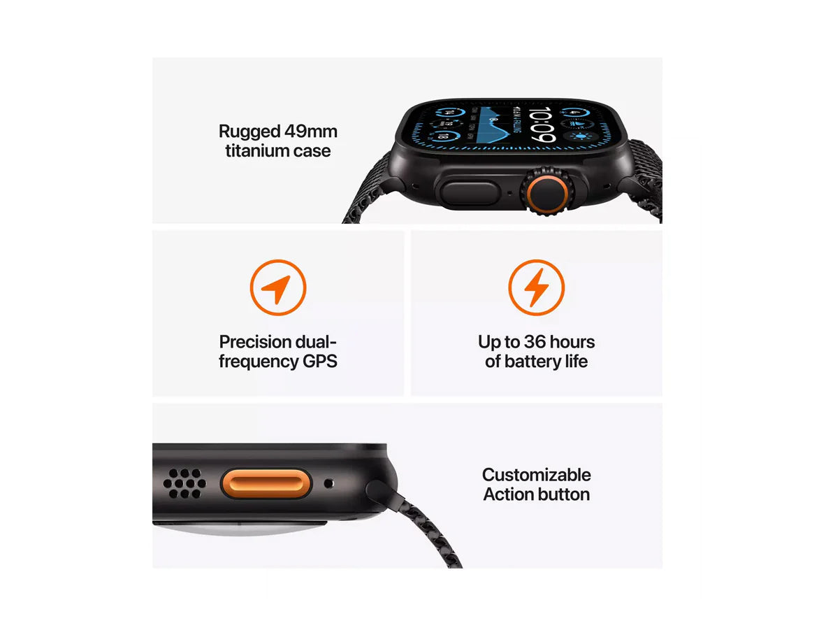 Apple Watch Ultra 2 GPS + Cellular 49mm Natural Titanium Case with Blu ...